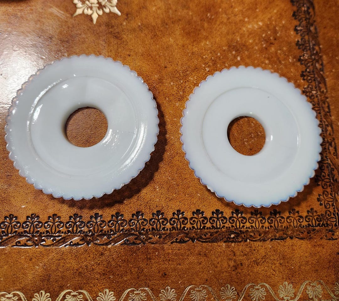 2 Milk Glass Bobeches 4" Wax Collector Candle Accessory Home Accent - Etsy