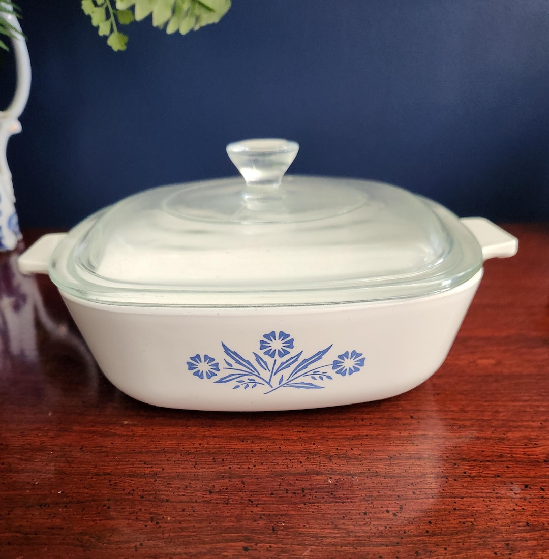 1 Quart Corning Cornflower Baking Dish P 1 B and Lid P 7 C, Vintage ...