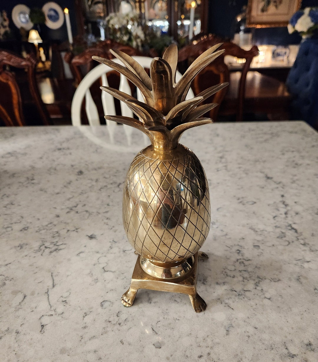 Vintage Brass Pineapple Footed Taper Candlestick Holder, Home Accent ...