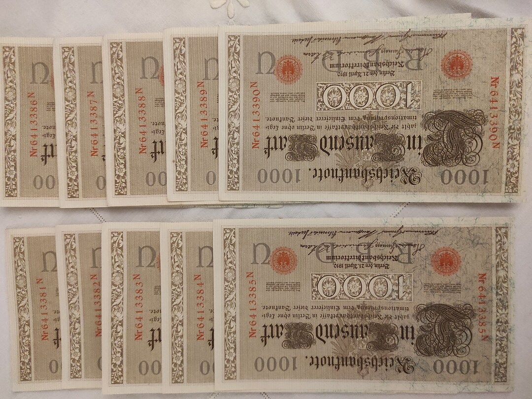 BERLIN Germany 1000 Bank NOTE APRIL 21 1910 Lot 10pcs - Etsy