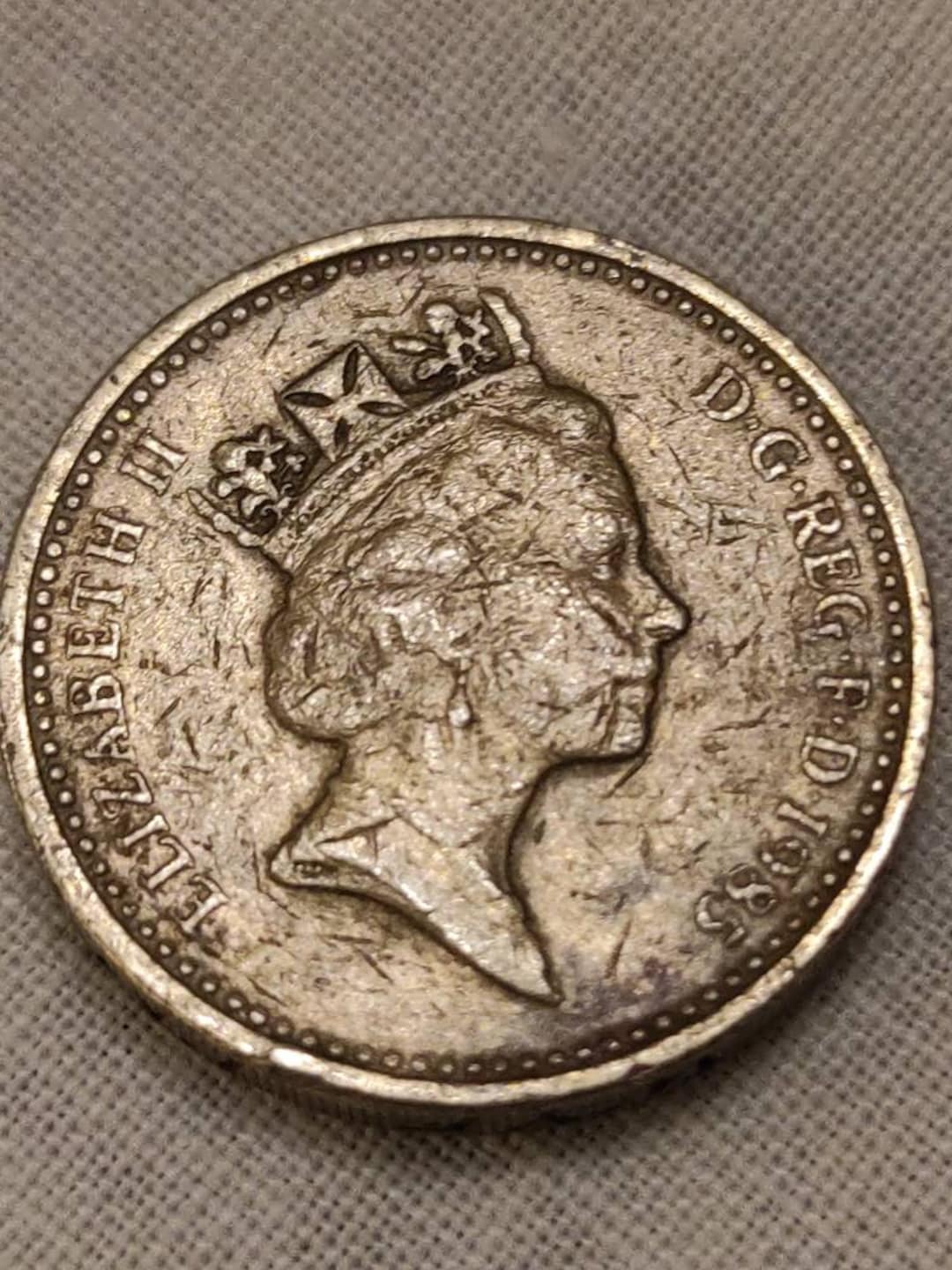 RARE 1985 One Pound Coin Gales Lero PLEIDIOL WYF I'M Gwlad Upside Down ...