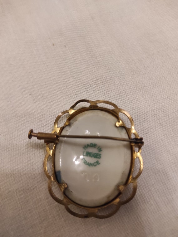 Antique Porcelain FRENCH Limoges PORTRAIT PIN Brooch … - Gem