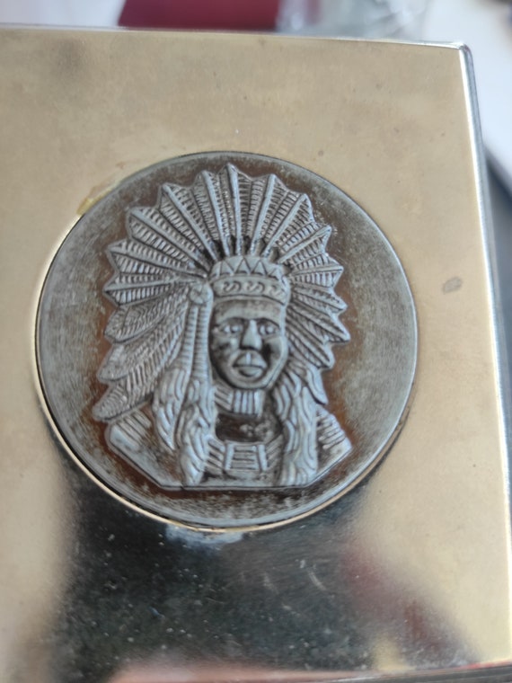 VTG VERY Rare Native INDIAN Chief Head Metal Cigare… - Gem
