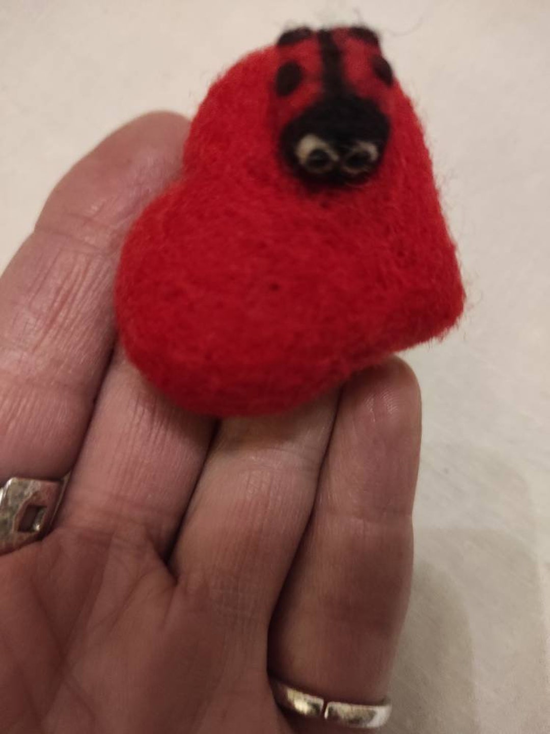 Felted Ladybug, Heart Wool Felt Ladybug, Felted Insect, Needle Felt ...