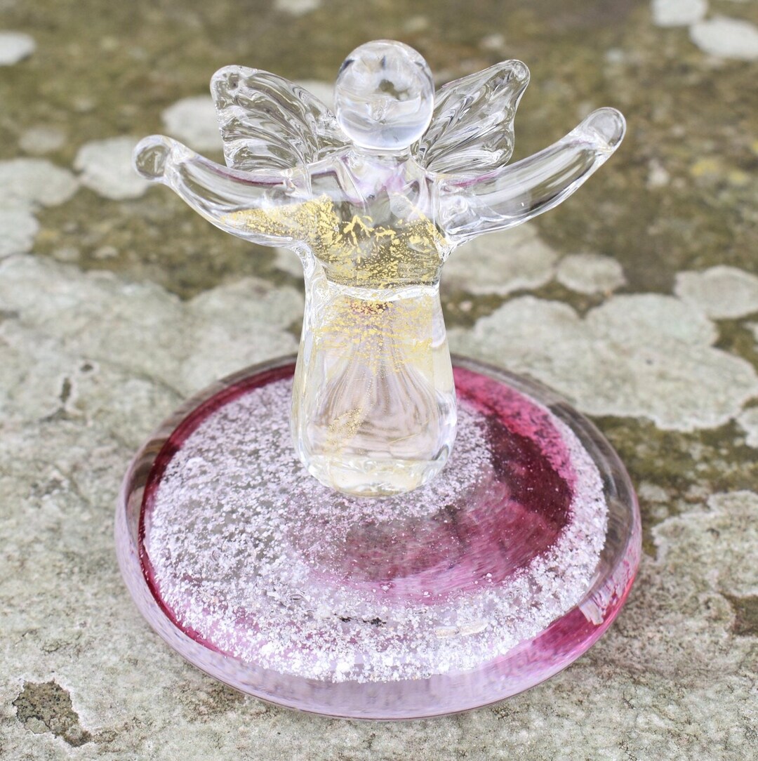 Remembrance Glass Angel on Base With Encased Ashes - Etsy