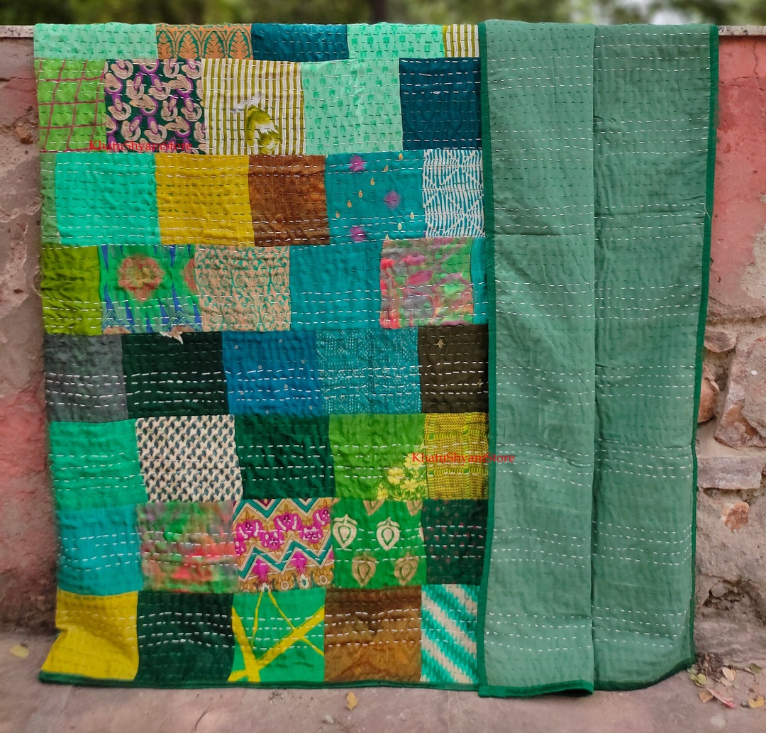 Patchwork Bohemian Quilt Handmade Kantha Quilt Boho Bedding Bedcover ...