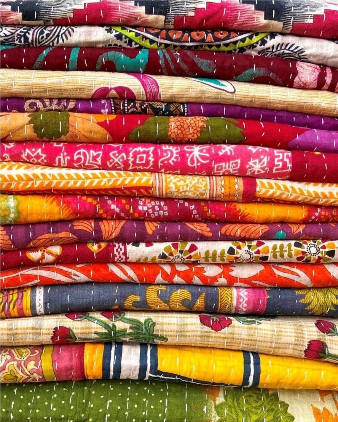Indian Vintage Cotton Handmade Kantha Quilts Bedding Bedspread - Etsy