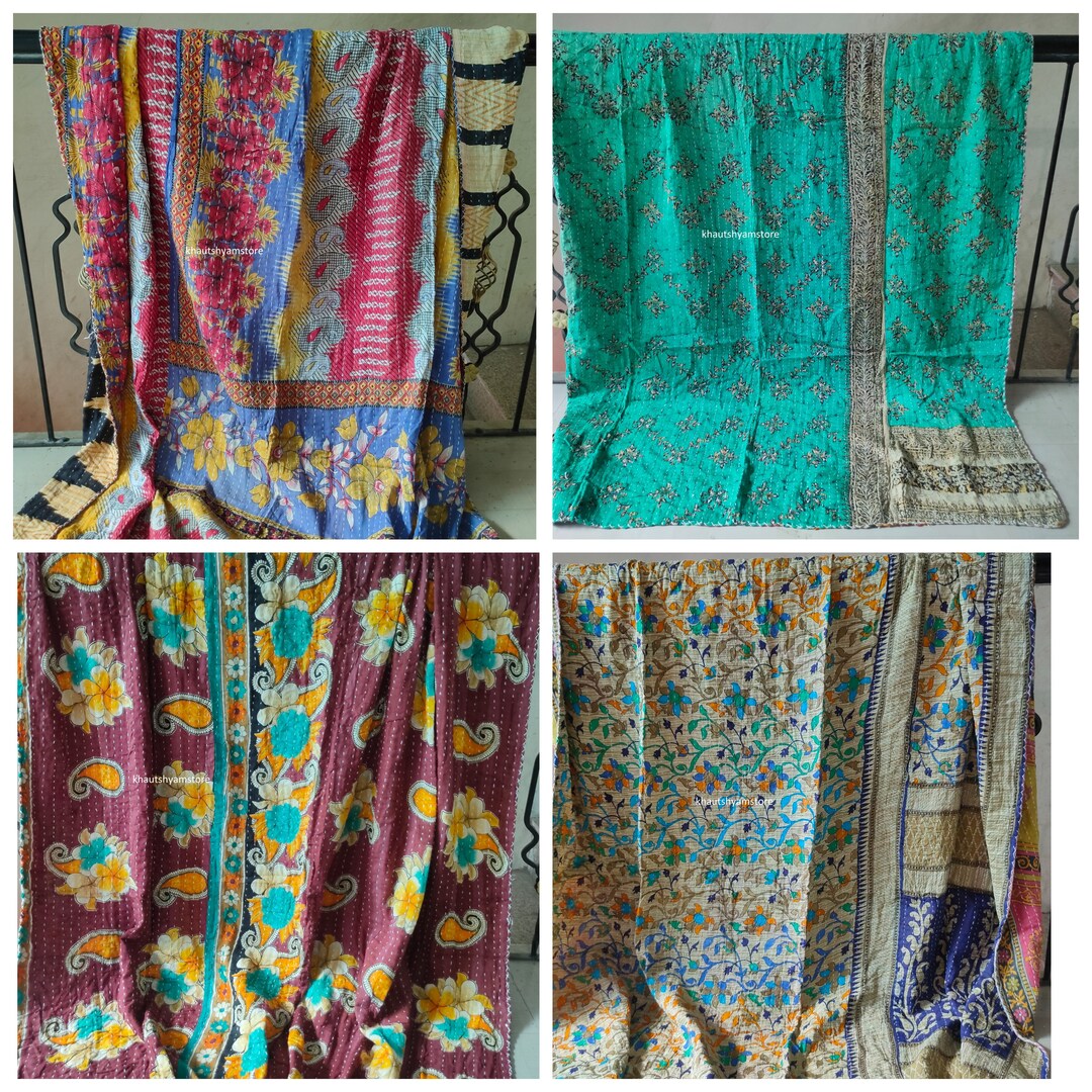 Wholesale Lot Vintage Kantha Quilt, Sari Coverlet, Sundance Kantha ...