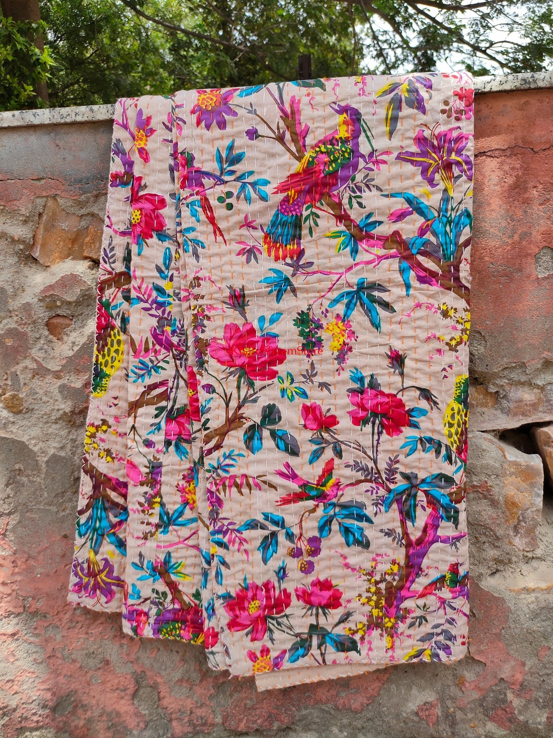 Bohemian Quilt Kantha Quilt Boho Bedding Throw Blanket Bedspread ...