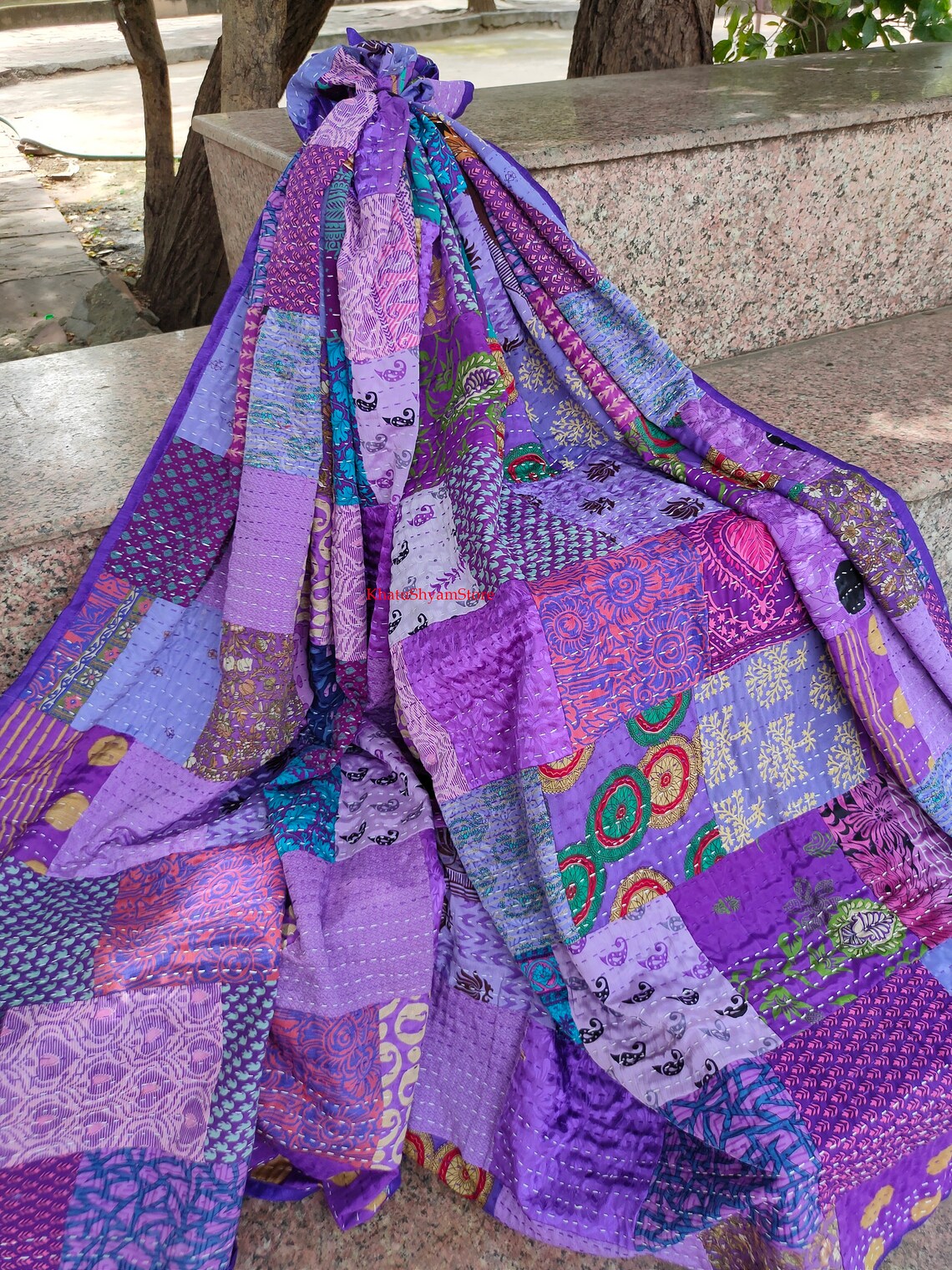 Bohemian Patchwork Quilt Kantha Quilted Handmade Vintage Boho Bedding ...