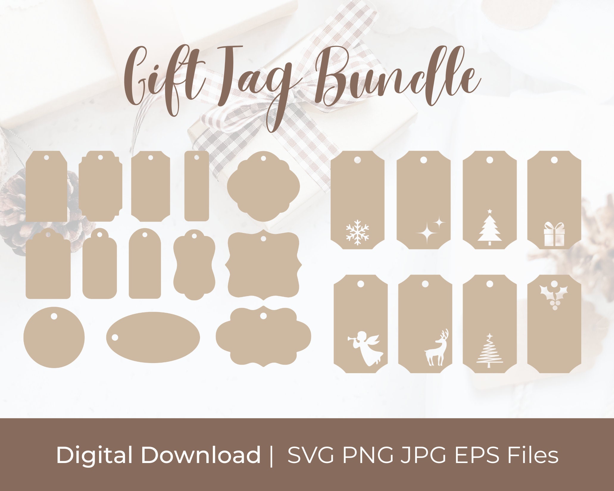 Gift Tag SVG Bundle Tags Template Label gift Custom cut - Etsy
