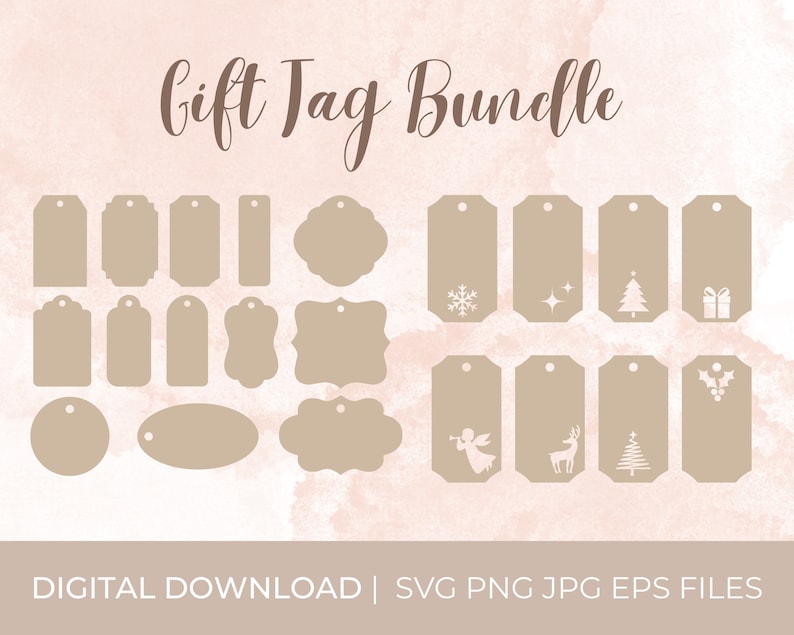 Gift Tag SVG Bundle, Tags Template, Label ,gift, Custom ,cut File ...