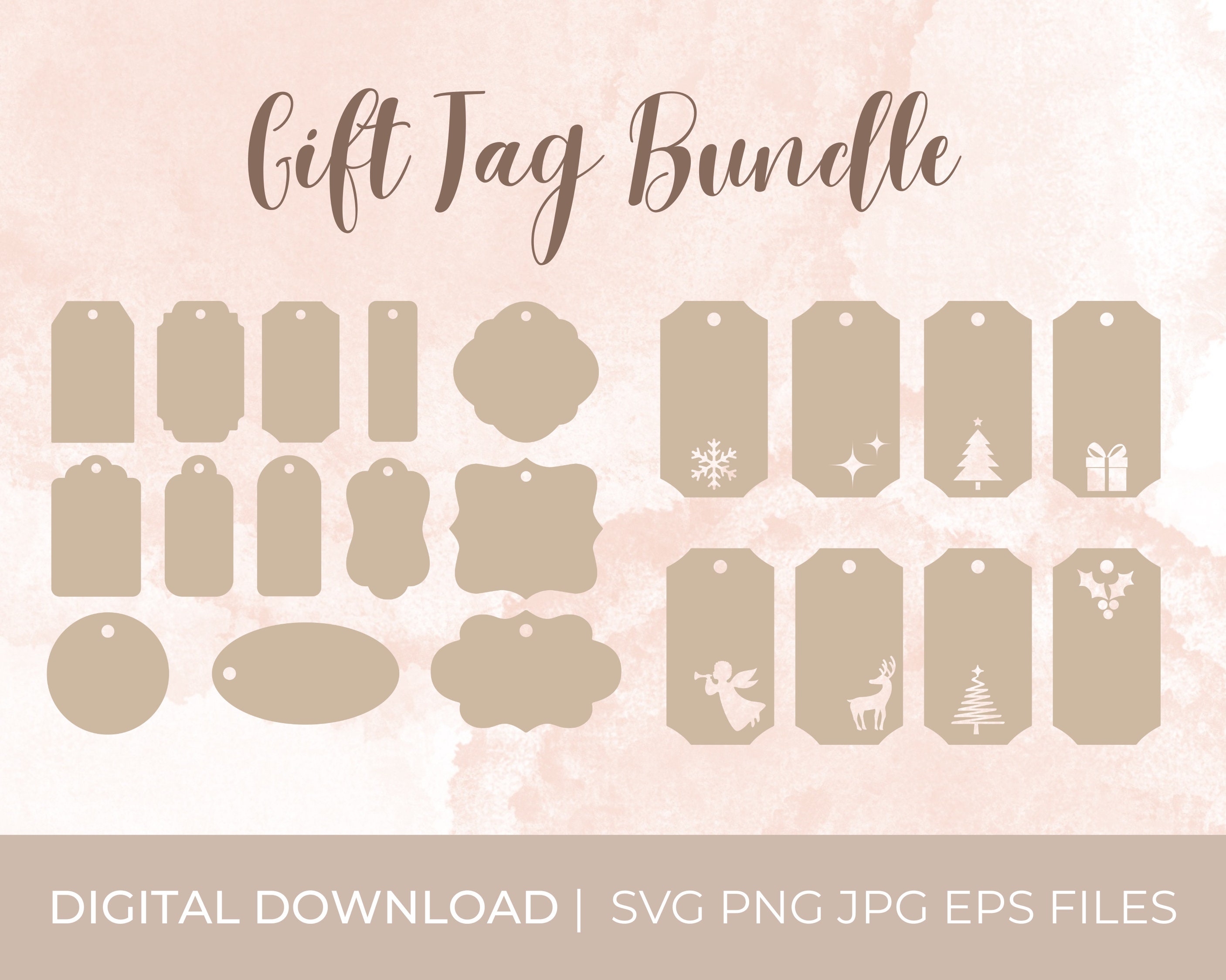 Gift Tag SVG Bundle, Tags Template, Label ,gift, Custom ,cut File ...