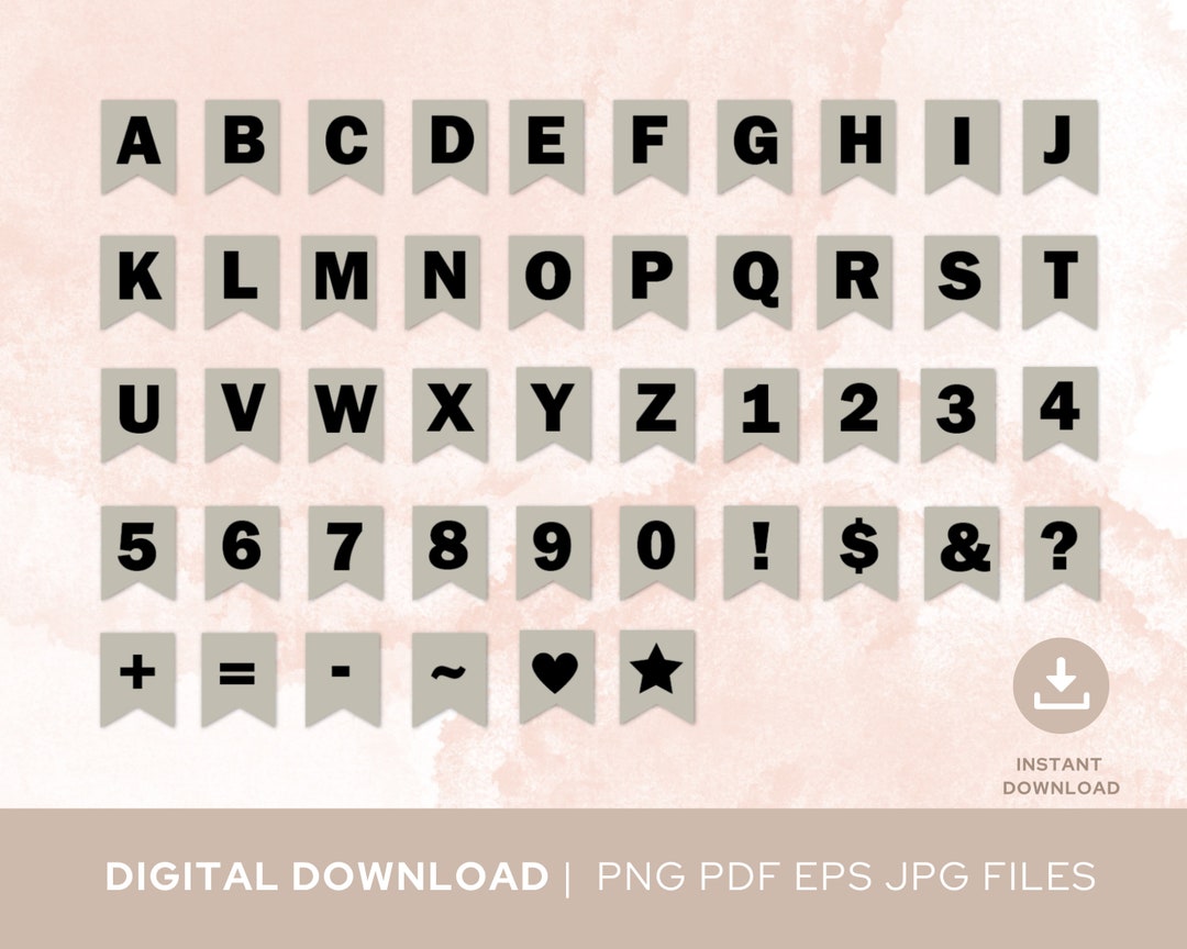 Printable Banner Flag Letters, Printable Bunting, Party Banner DIY ...