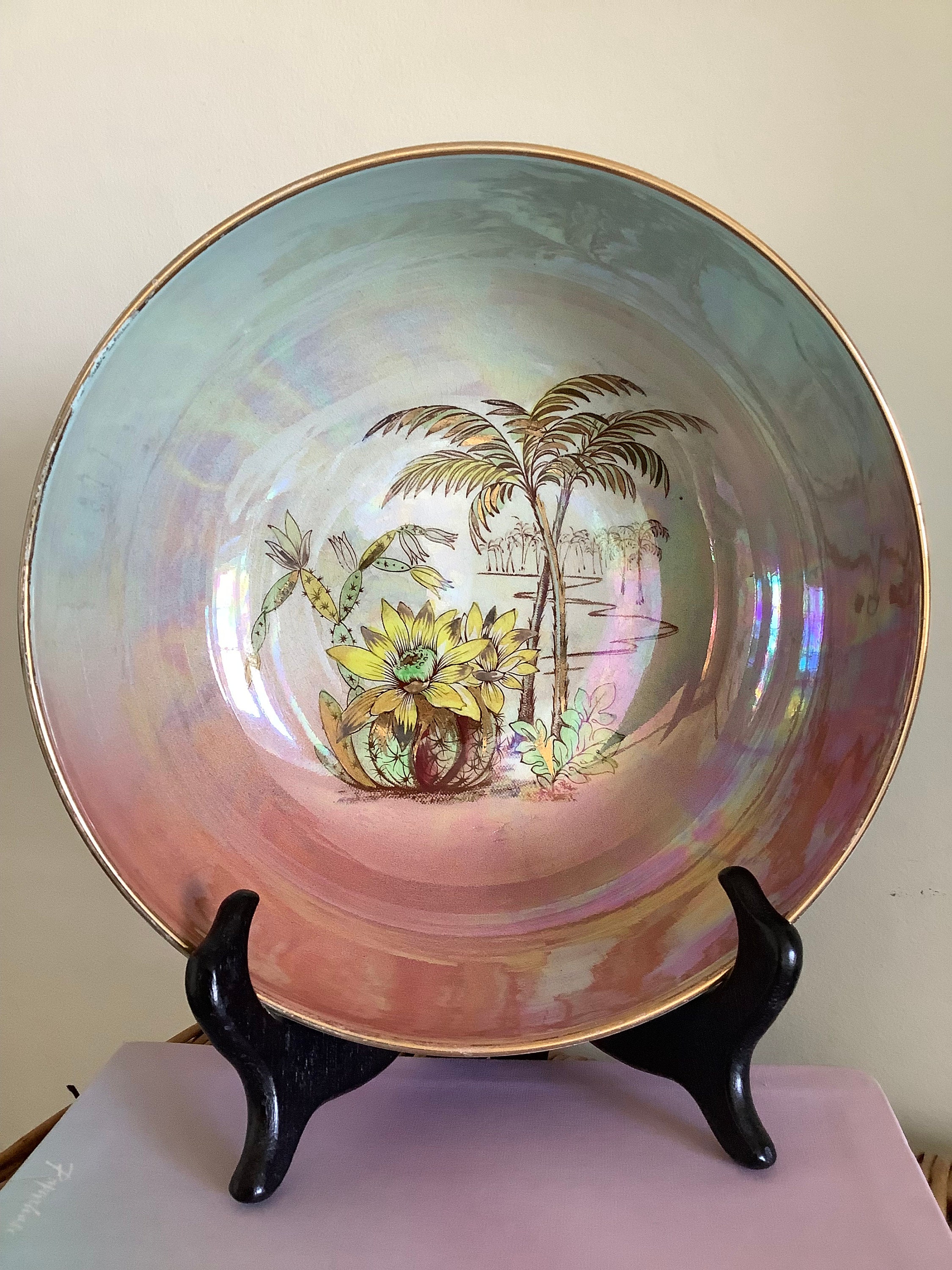 Rare! 1950s Royal Winton Lustre Ware Bowl, Desert Cactus Oasis Pattern ...