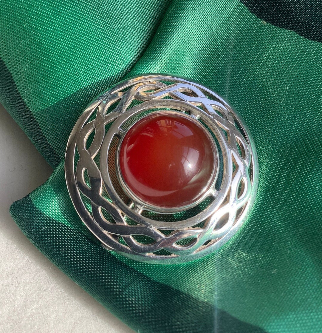 Vintage Malcolm Gray Sterling Silver and Carnelian Celtic Knot Brooch ...
