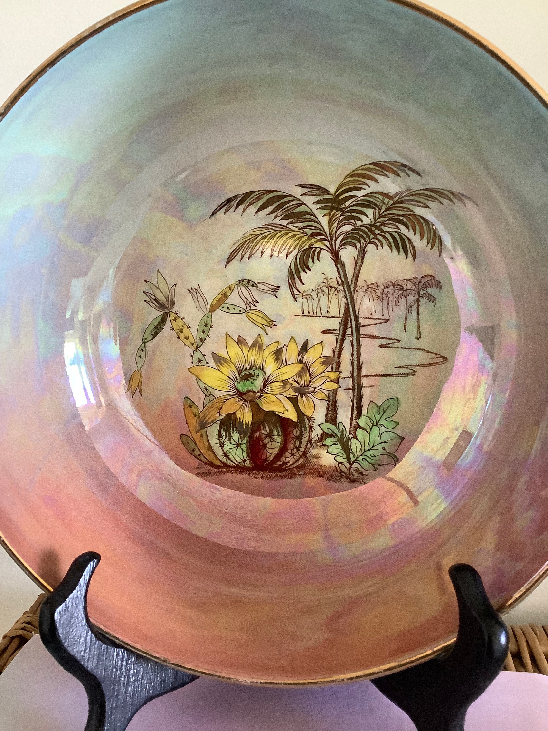 Rare! 1950s Royal Winton Lustre Ware Bowl, Desert Cactus Oasis Pattern ...