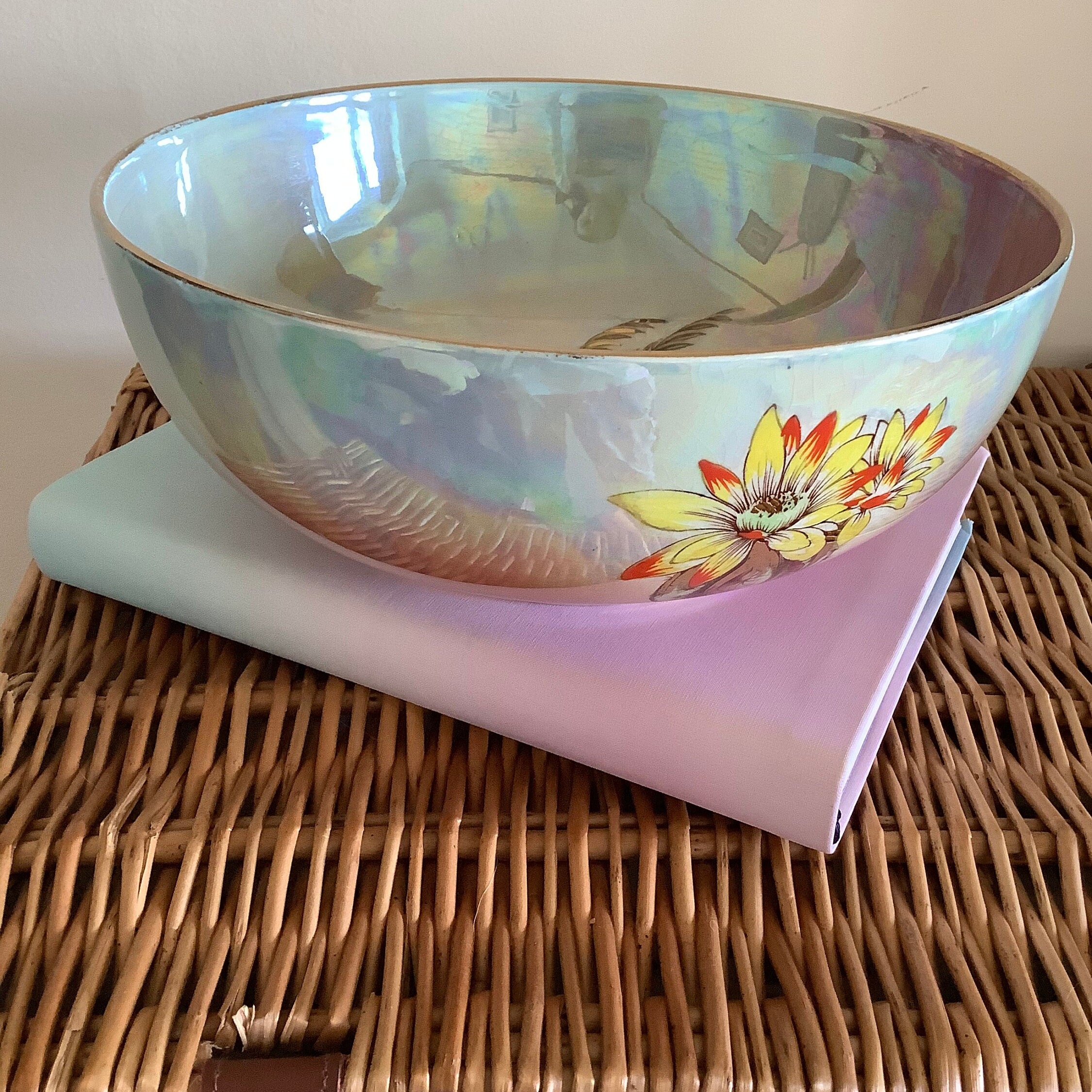 Rare! 1950s Royal Winton Lustre Ware Bowl, Desert Cactus Oasis Pattern ...