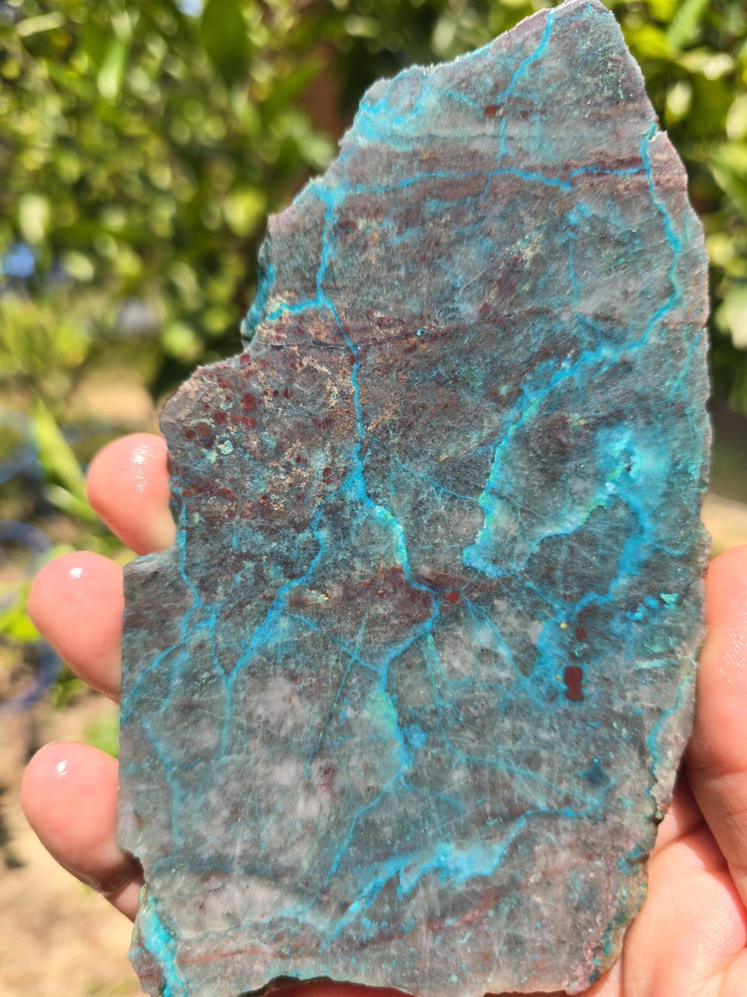Sonoran Chrysocolla Slab | Unpolished Chrysocolla and Malachite in ...