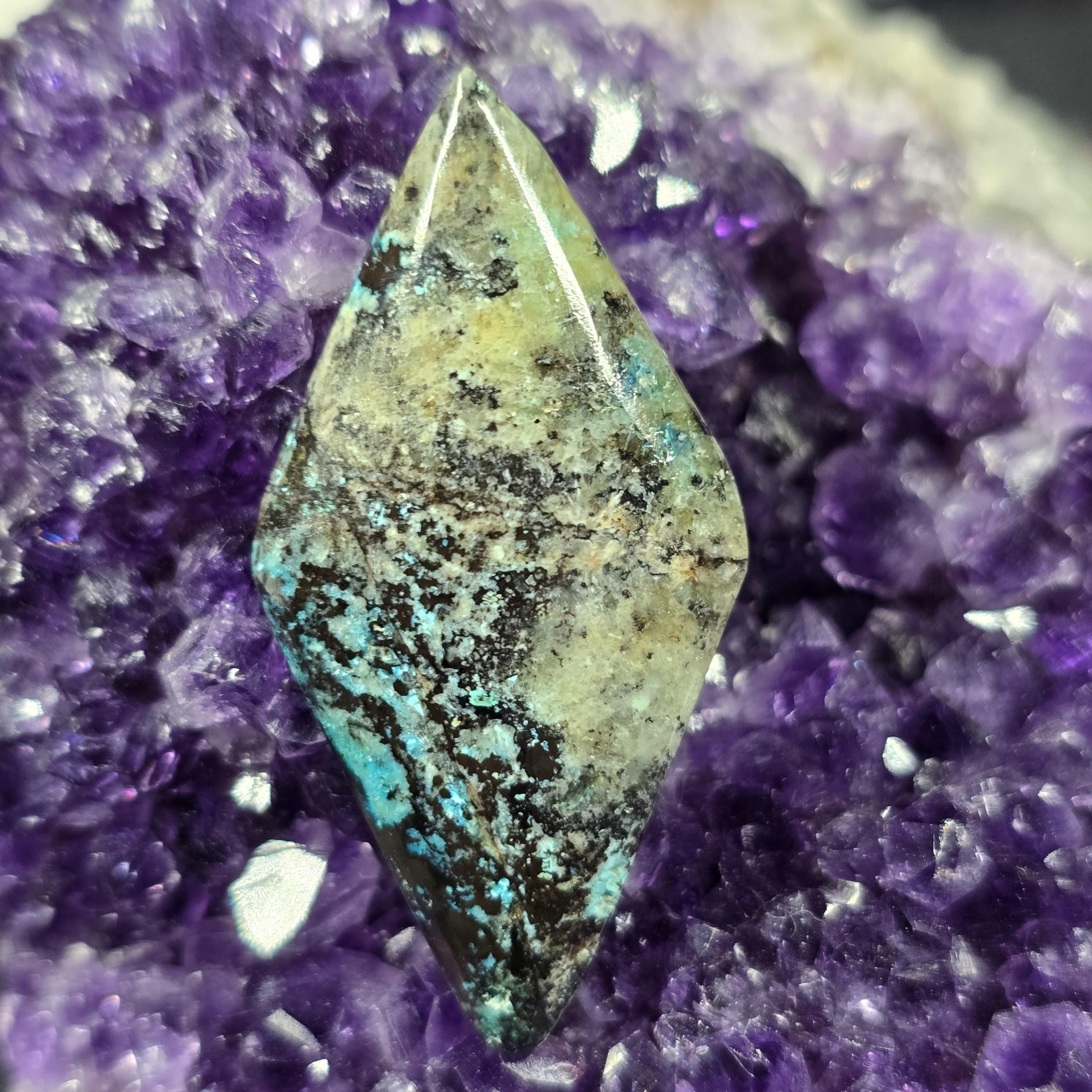Chrysocolla Tenorite Pyrite Garden Quartz Pendant - Globe Arizona - Etsy