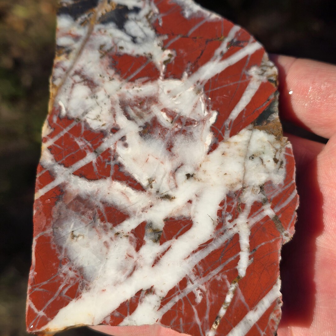 Red Jasper in Quartz Slab| Large Slice Semi-polished Red Jasper in ...