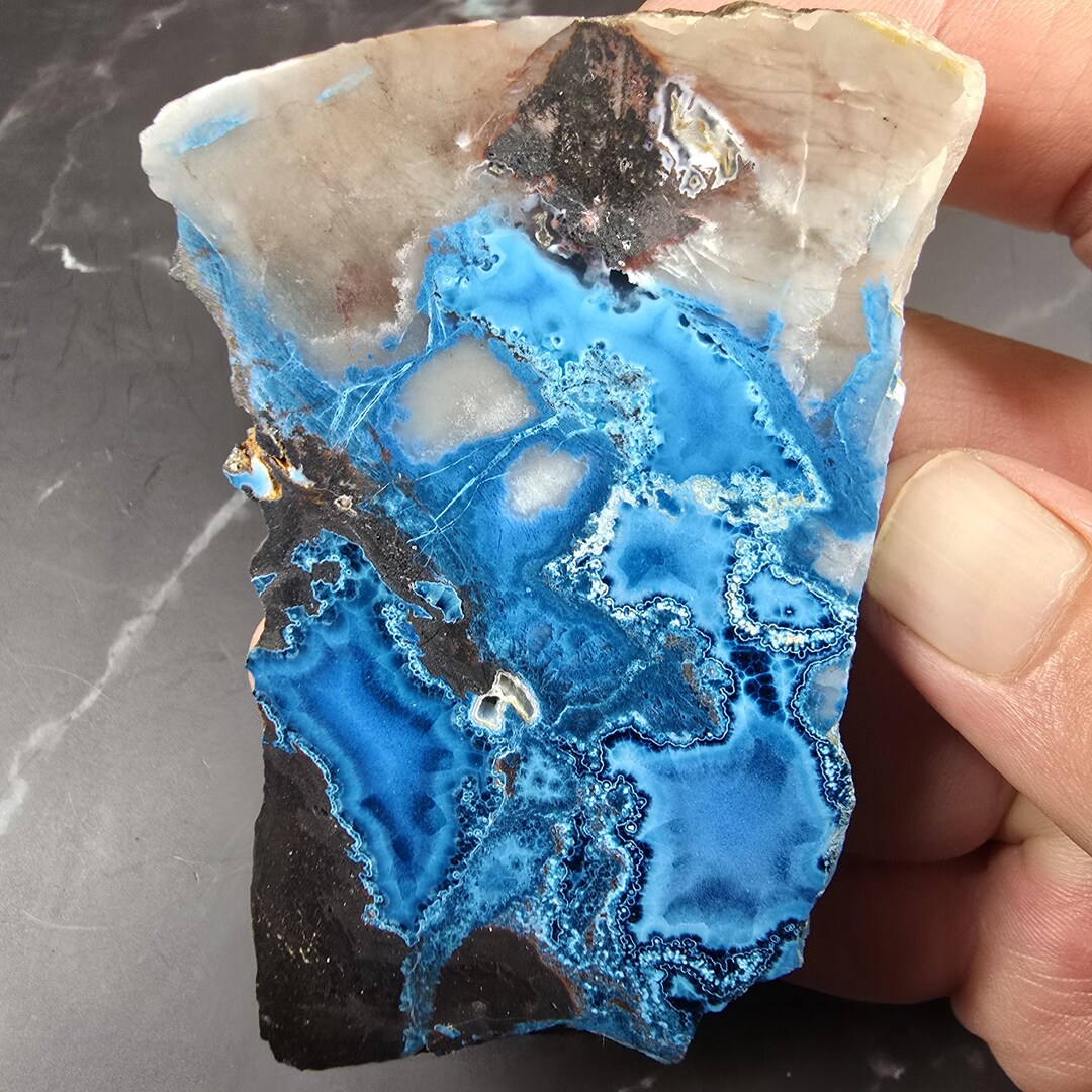 Polished Namibian Druzy Shattuckite Slab | Shattuckite and Tenorite in ...