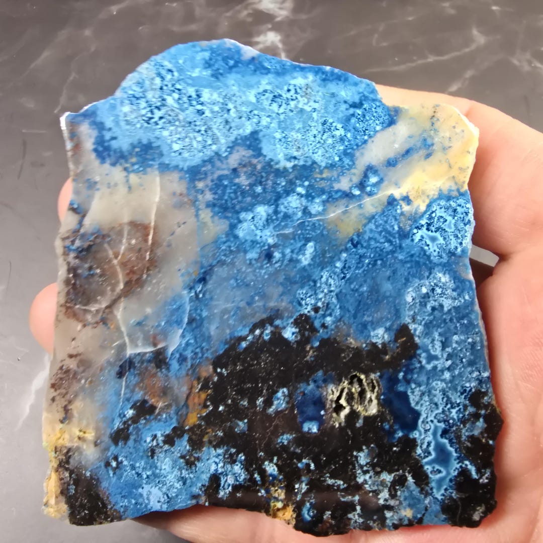 Polished Namibian Druzy Shattuckite Slab | Shattuckite and Tenorite in ...