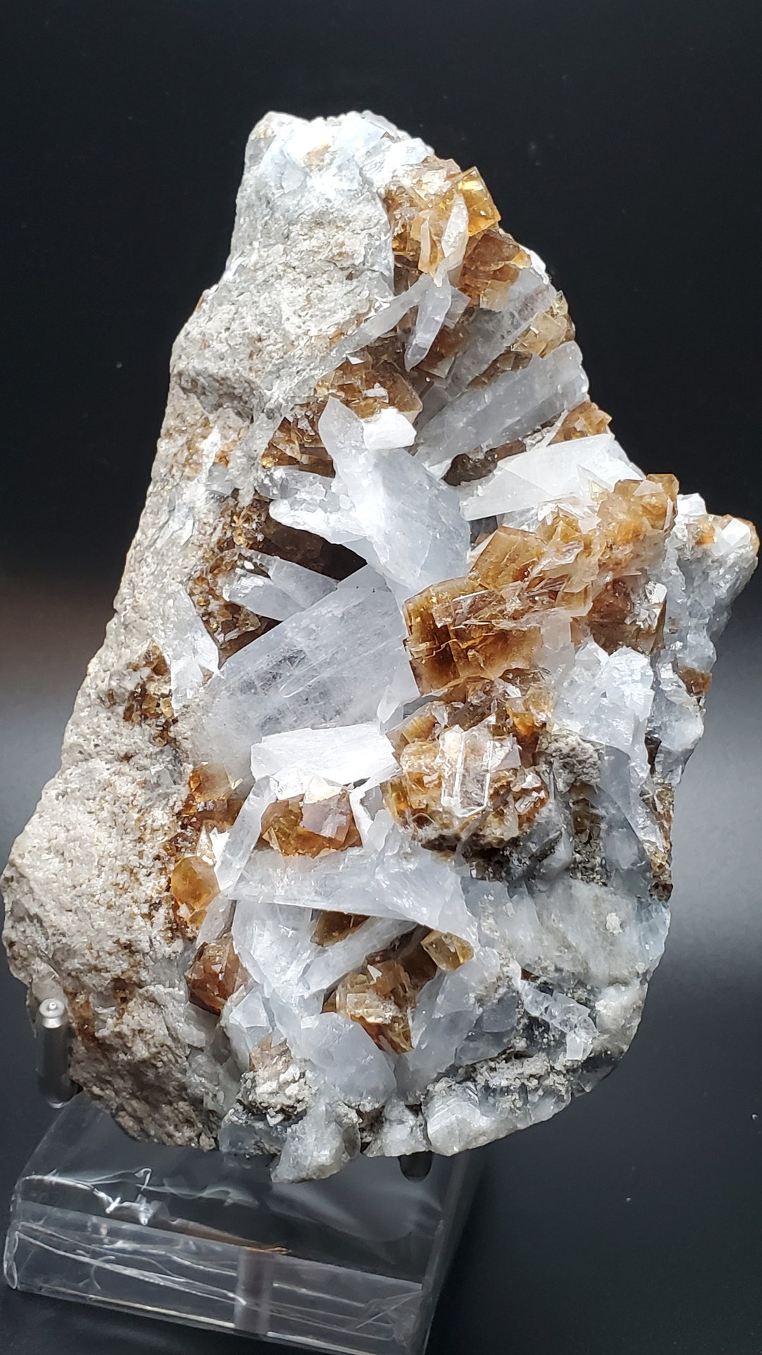 Fluorite on Celestite Crystals Large UV Reactive Root Beer Fluorite Cut ...