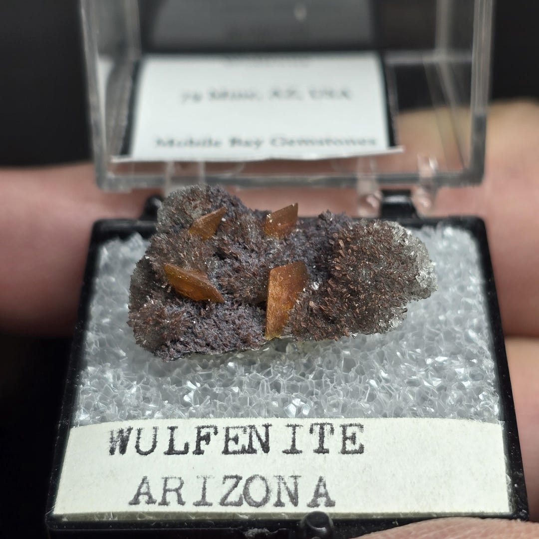 Wulfenite - Red Cloud Wulfenite Thumbnail in Perky Box Great Color ...