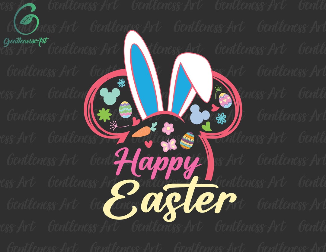 Cute Bunny Ear Happy Easter Svg, Cute Easter Svg, Colorful Eggs Svg ...