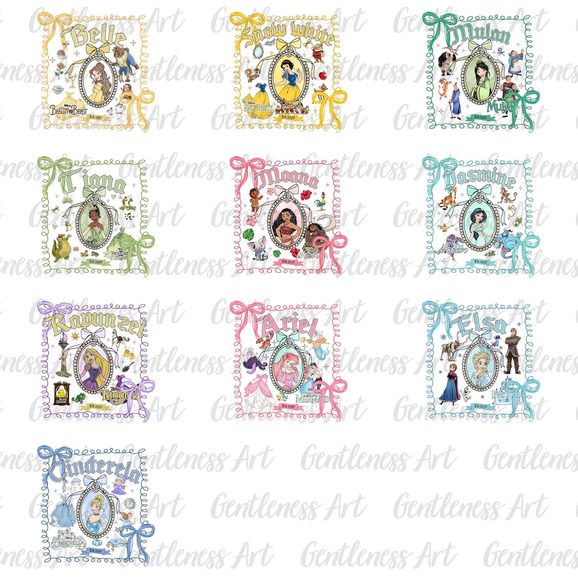 Coquette Princess Frame Bow PNG Bundle, Princess Est Png, Princess ...