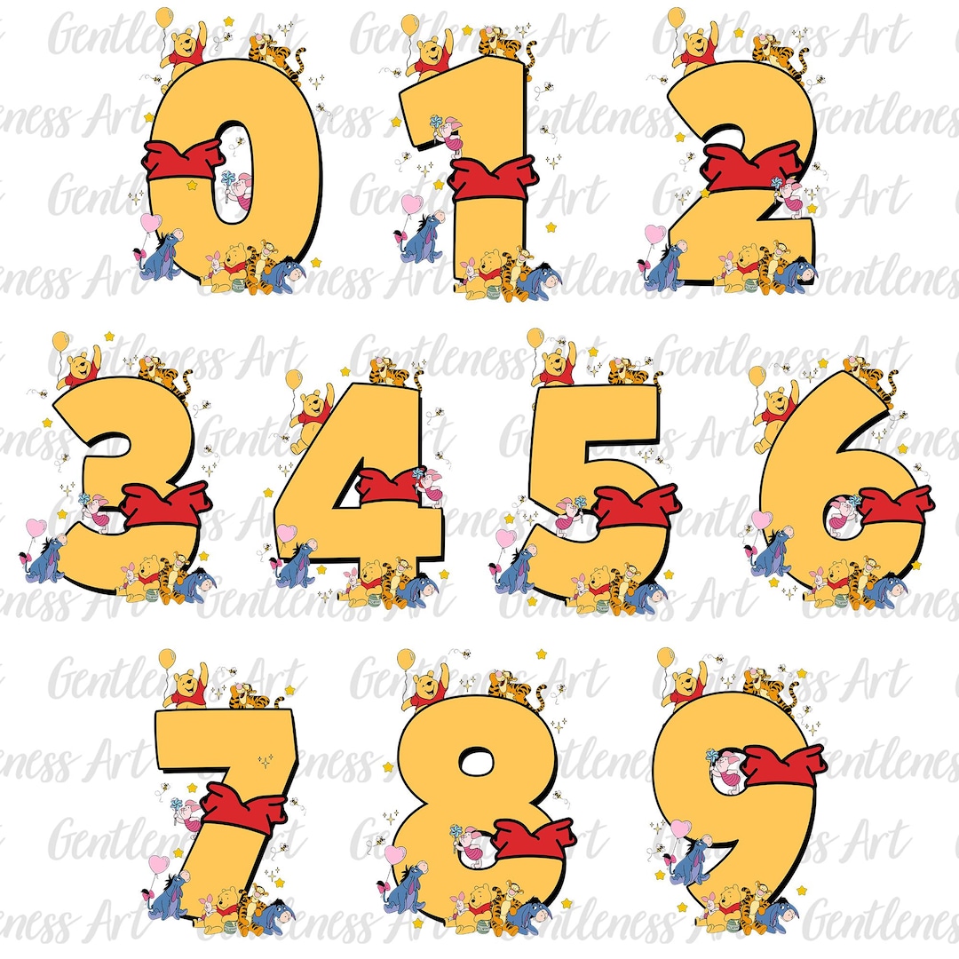 Bear Numbers Png Bundle, Perfect Png for Kids Toddler Birthday, Family ...