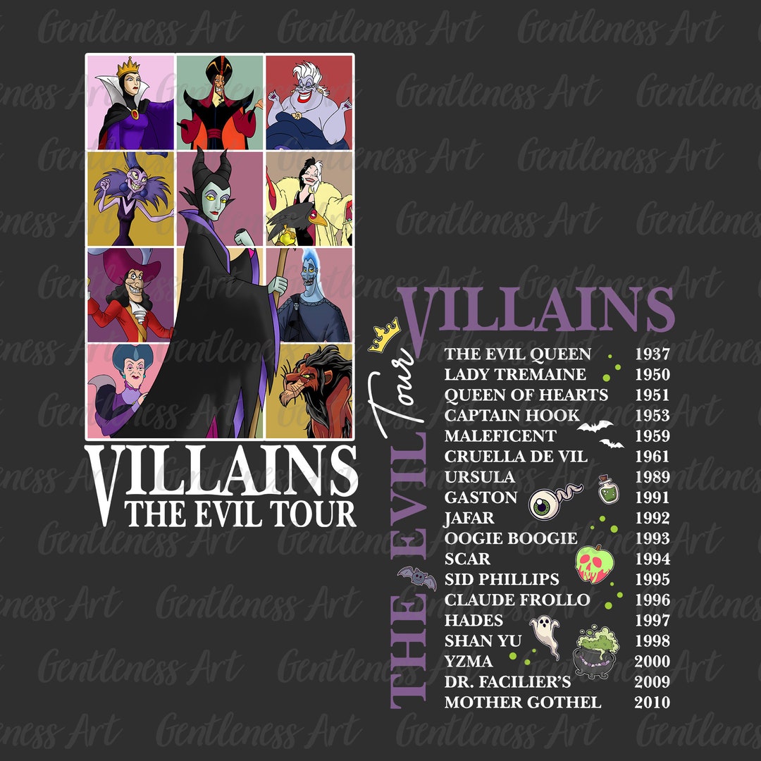 Vintage Villains Evil Tour Png, Retro Villains Characters Concert Music ...