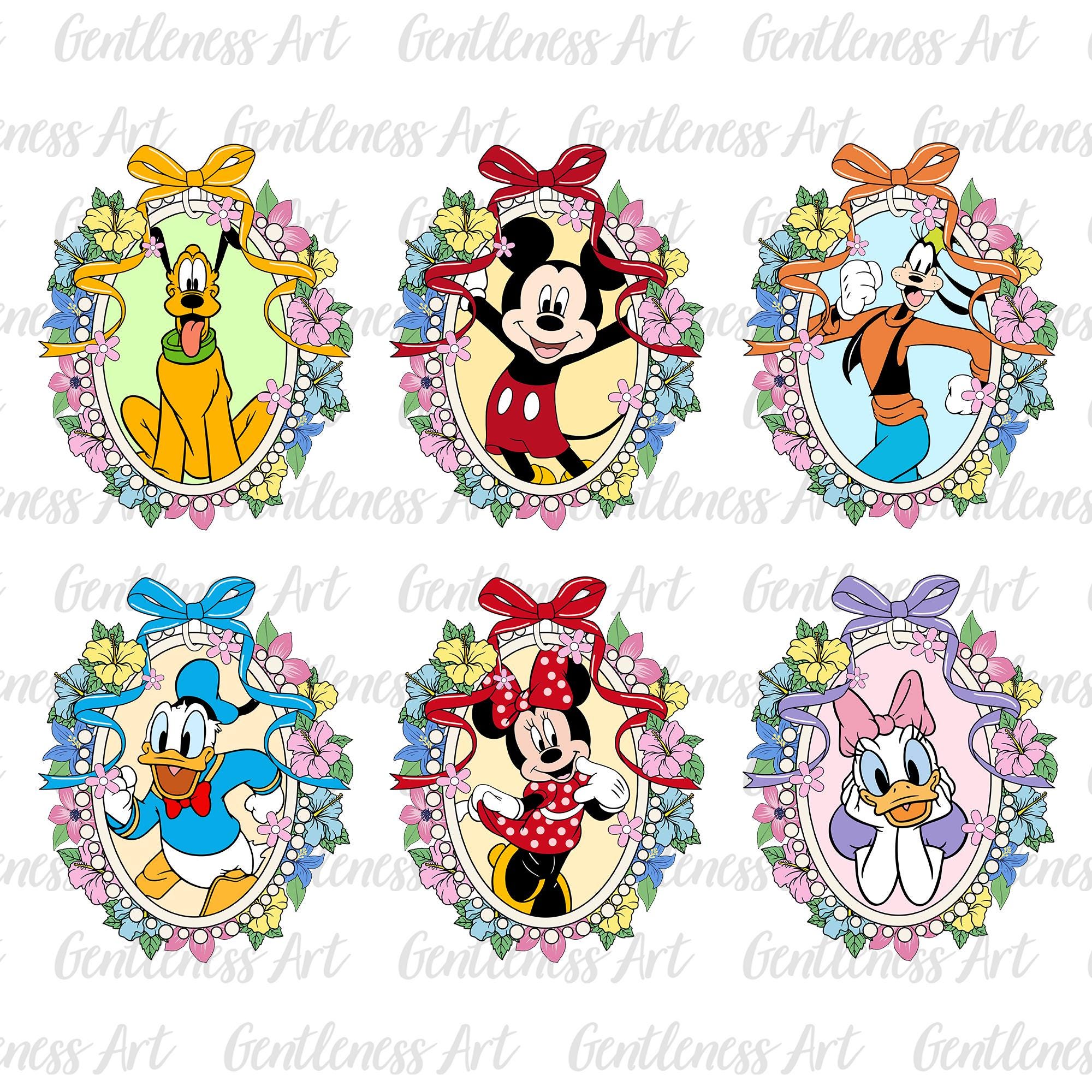 Vintage Watercolor Mouse and Friends Coquette Magical Mirror Bow Png ...