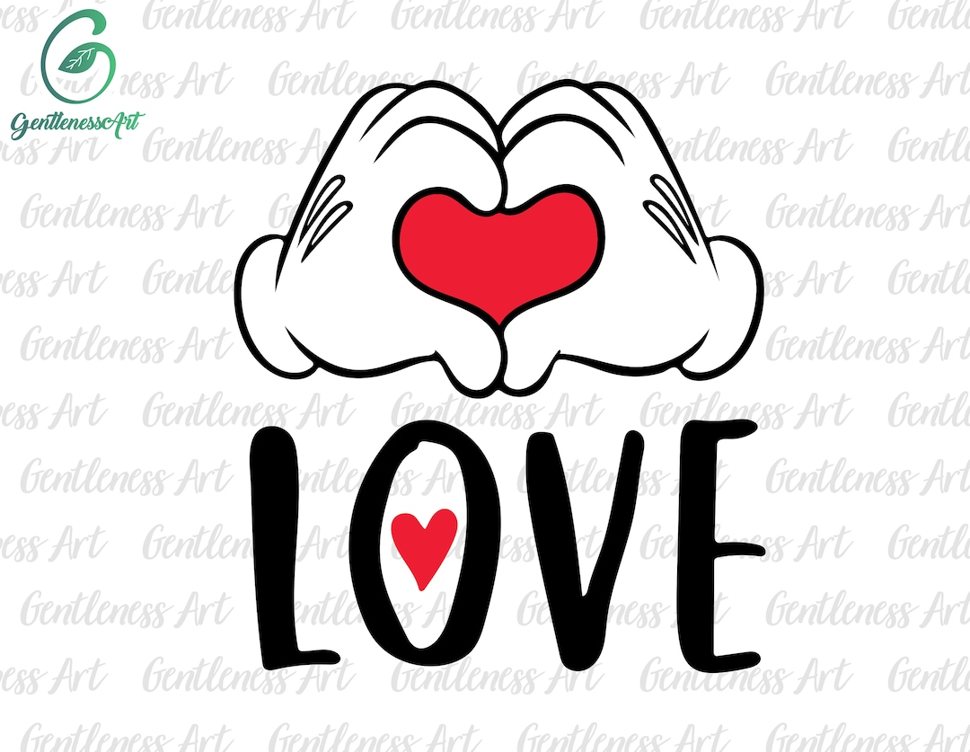 Mouse Heart Hands Love Svg, Valentine Day Svg, Heart Svg, Lover Svg ...
