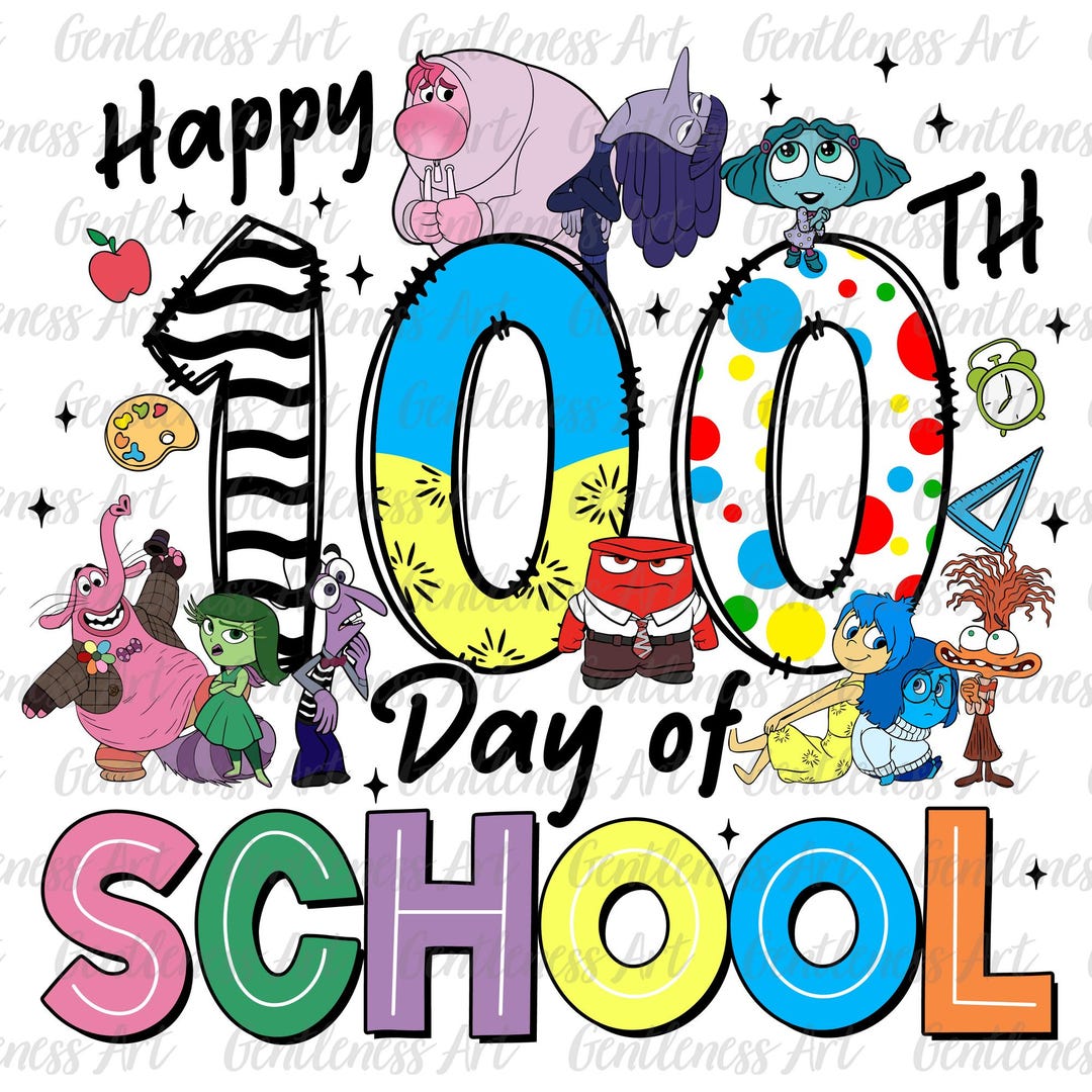 Happy 100 Days of School Cartoon Png, 100 Days of School Png, Teacher ...