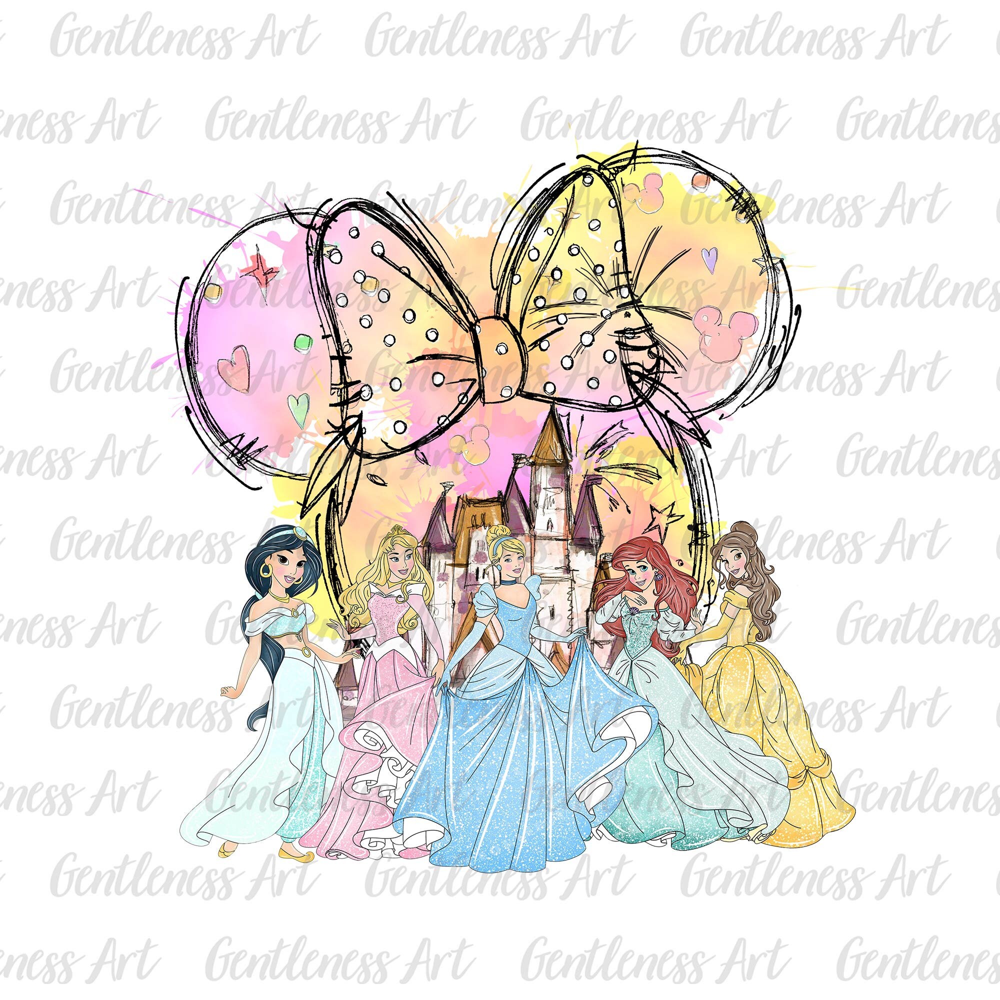 Watercolor Princesses Png, Best Day Ever, Mouse Ear Castle Png, Retro ...