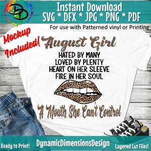 August Girl Svg, August Birthday Bday Svg, Lips Svg, Women Born in ...