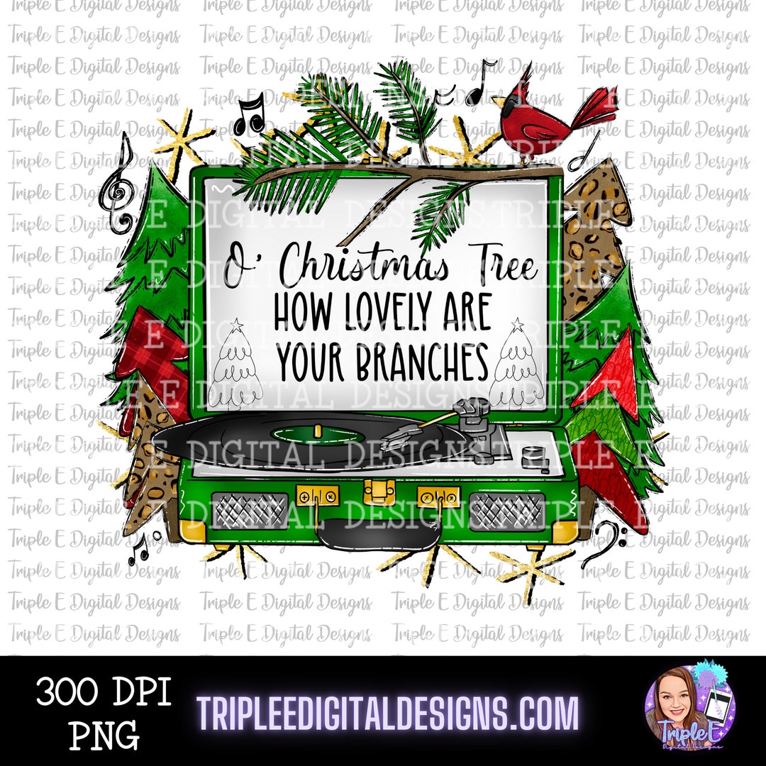 O Christmas Tree Record Player PNG Digital Download - Etsy