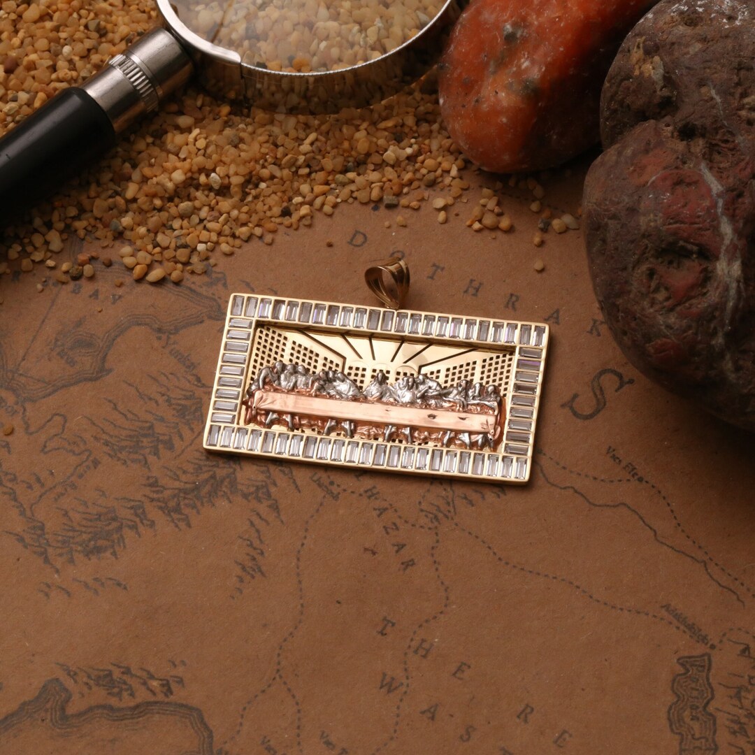 14K Yellow Gold Apostles Last Supper Charm/pendant, Authentic, Textured ...