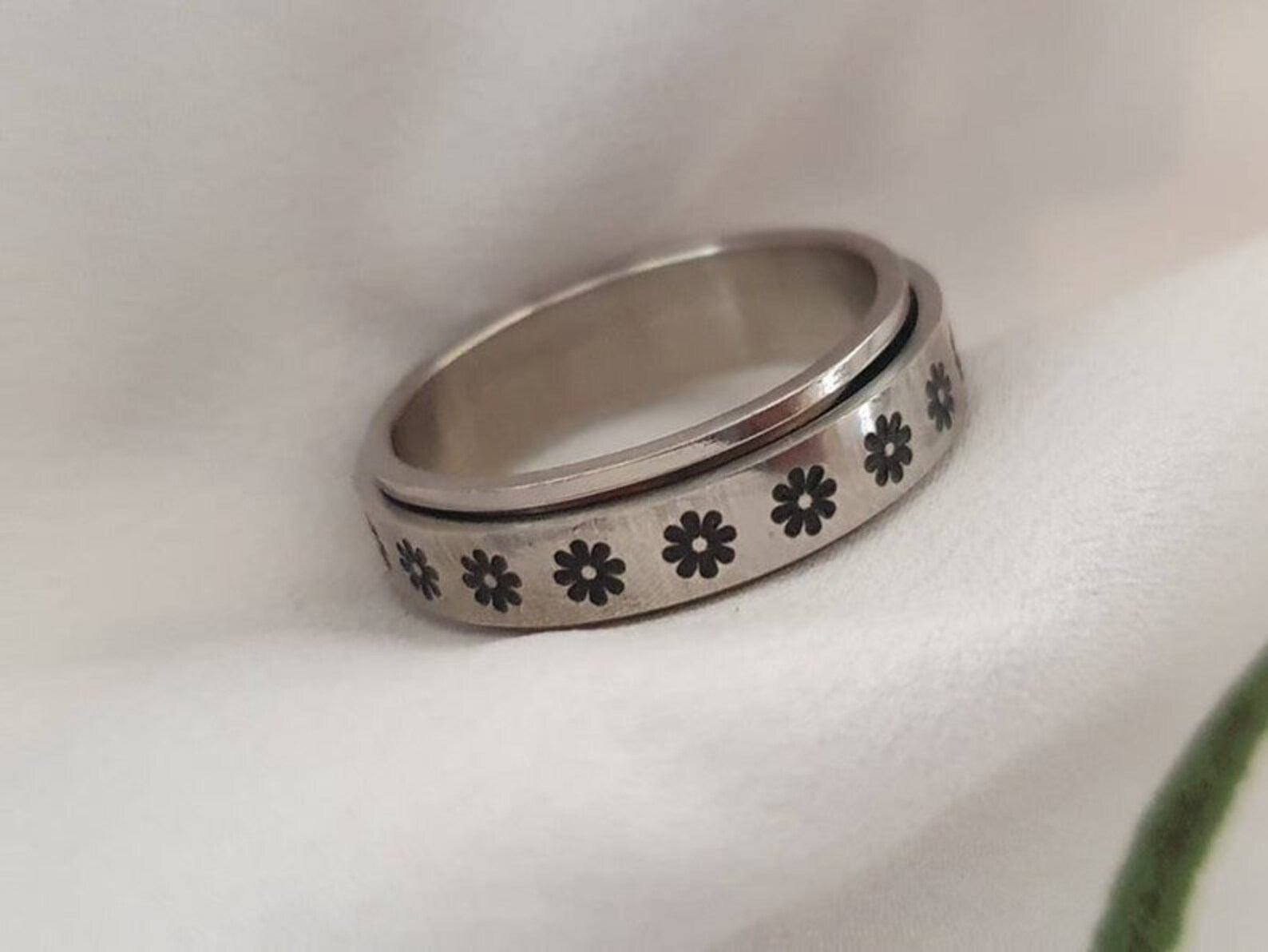 Spinner Ring Flower Silver Ring Fidget Ring ADHD Ring - Etsy