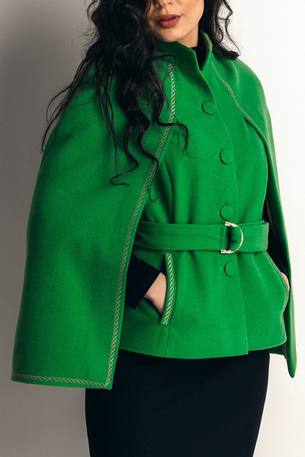 Cape Effect Green Coat Emerald Green Cloak Woollen Mediaeval - Etsy