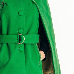 Cape Effect Green Coat Emerald Green Cloak Woollen Mediaeval Cloak ...