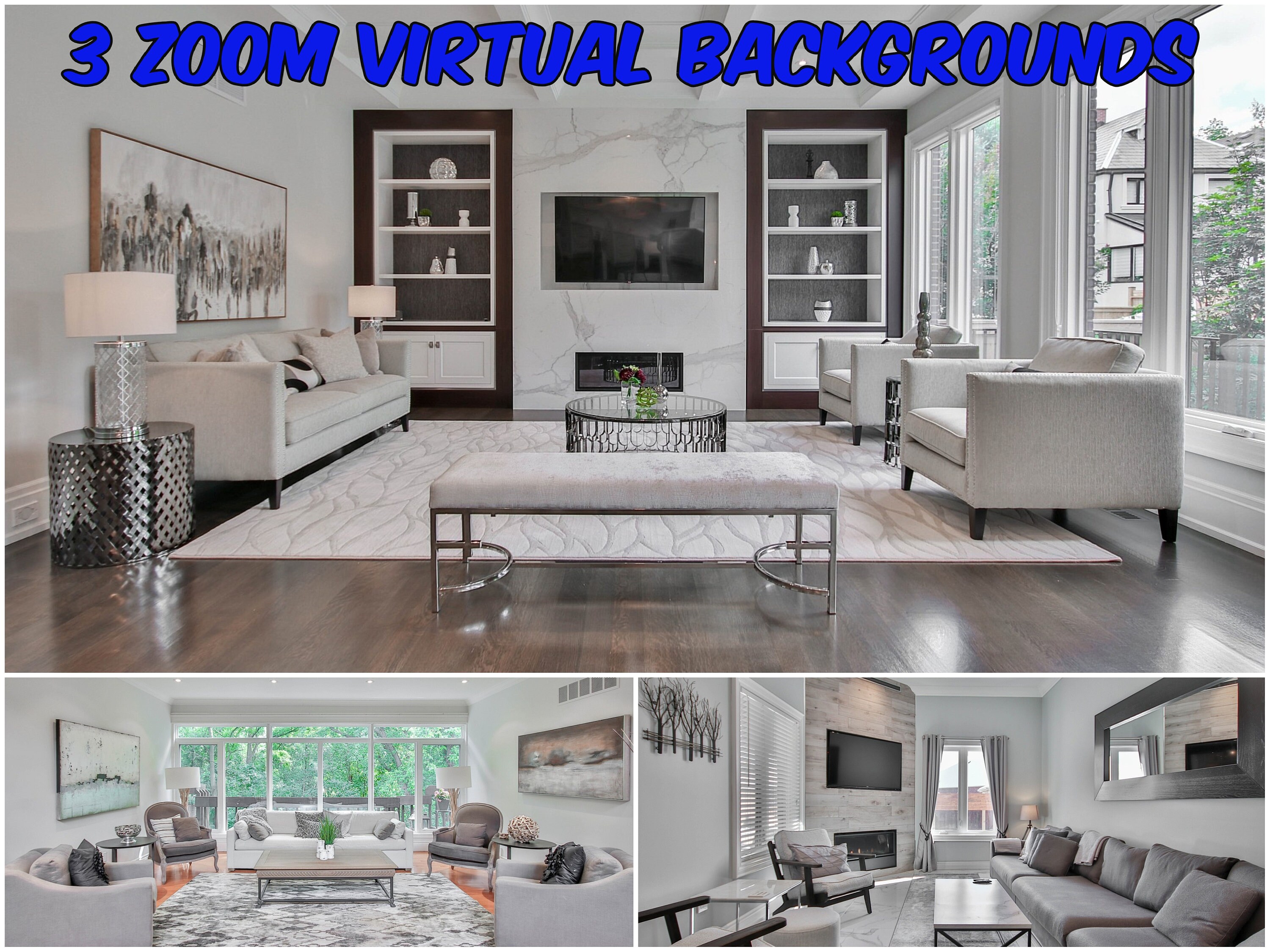 ZOOM VIRTUAL BACKGROUND for Online Meetings, 3 Digital Bundle ...