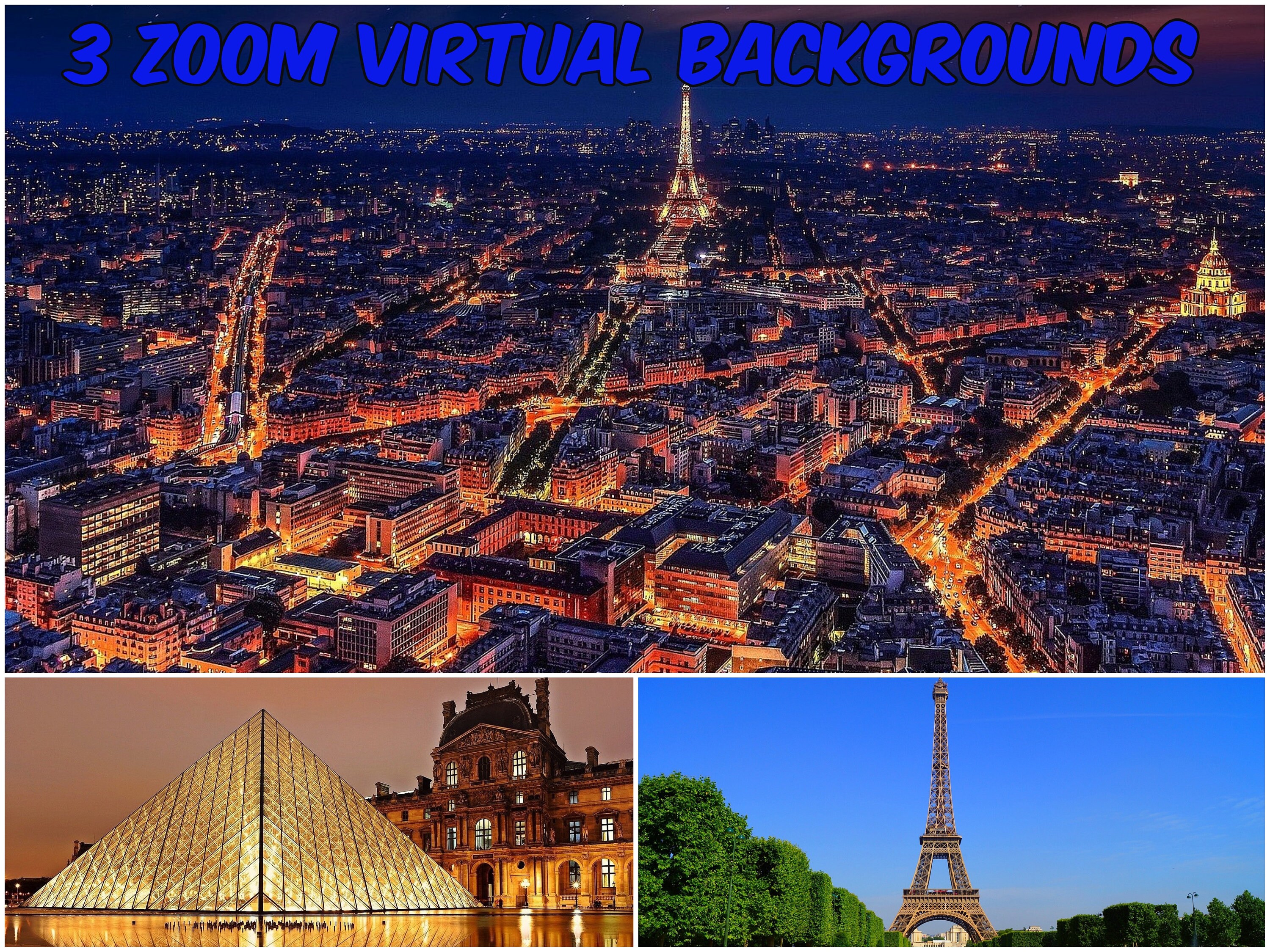 ZOOM VIRTUAL BACKGROUND for Online Meetings Paris, 3 Digital Bundle ...