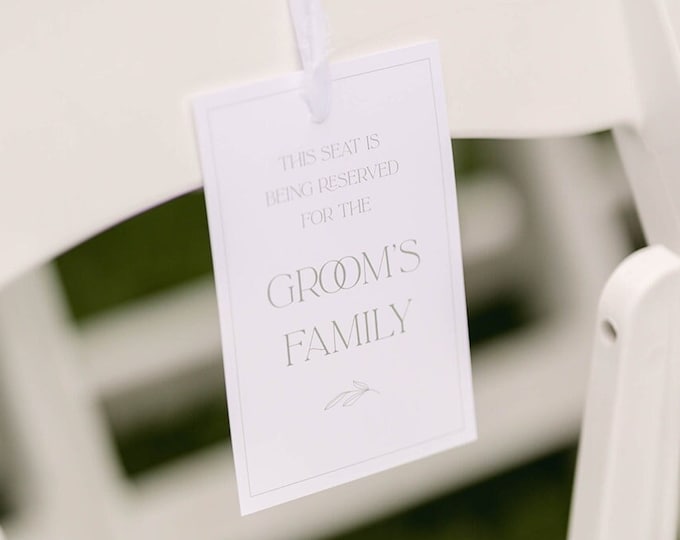 Reserved Seat Sign | Modern Wedding Seating Tag | Reserved Row ...