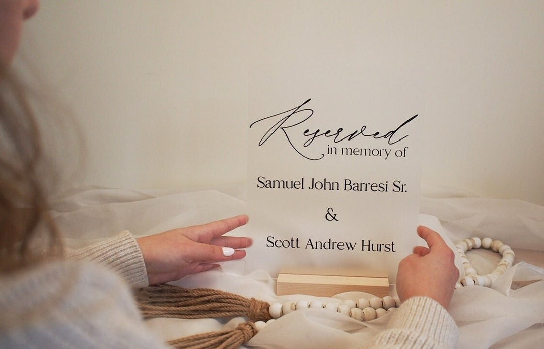 Custom Memorial Acrylic Sign Reserved in Memory of 8x10 - Etsy