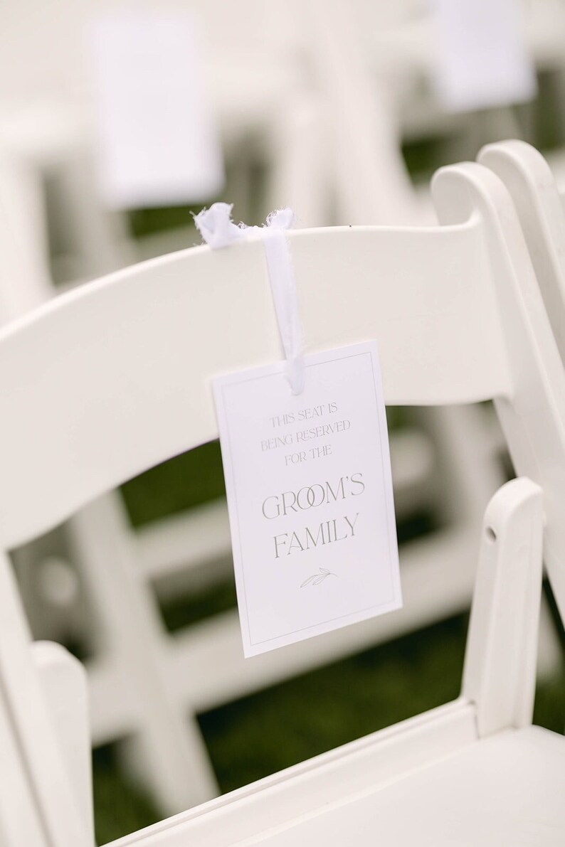 Reserved Seat Sign | Modern Wedding Seating Tag | Reserved Row ...