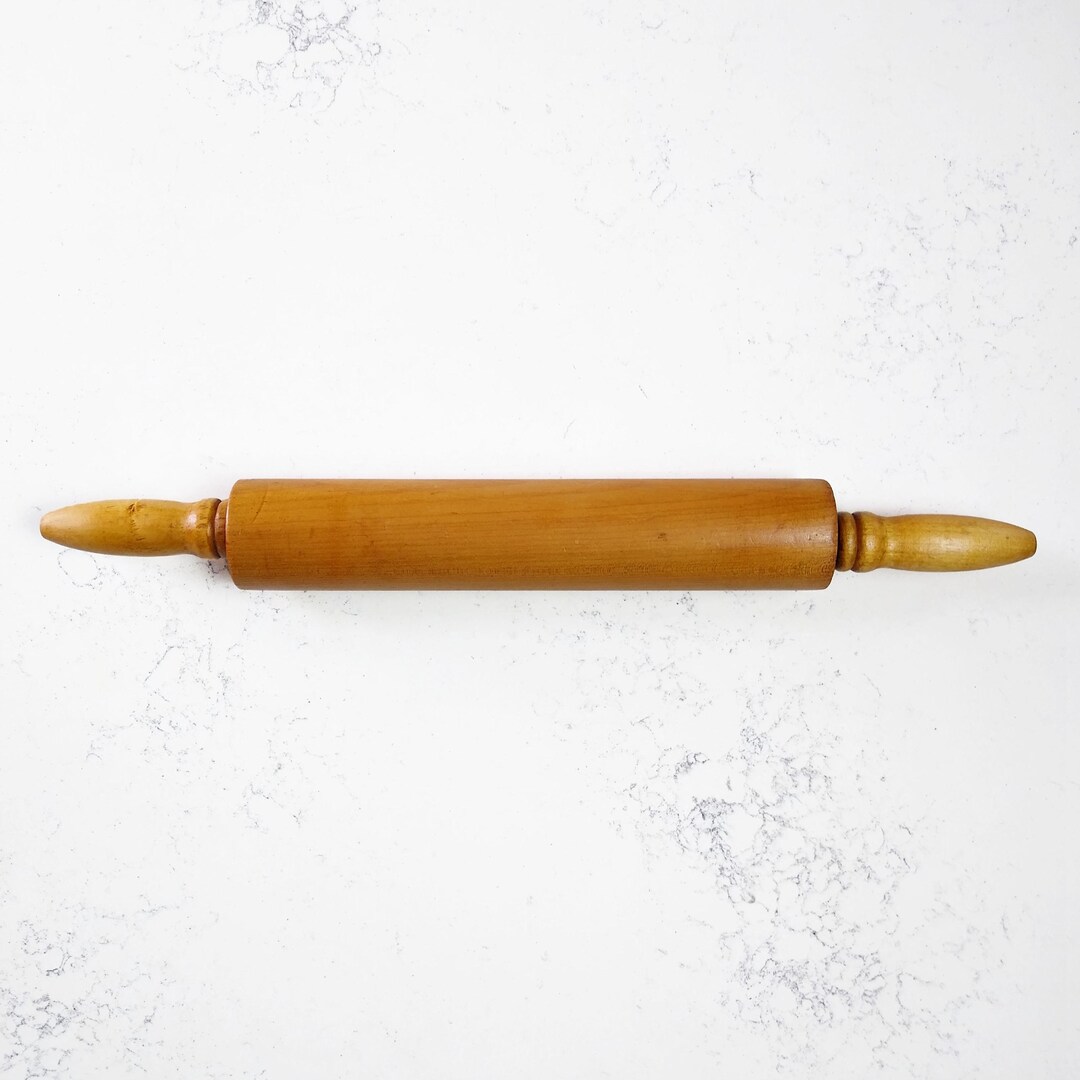 Restored Vintage Medium-large Rolling Pin, Classic Wood Handles, Rustic ...