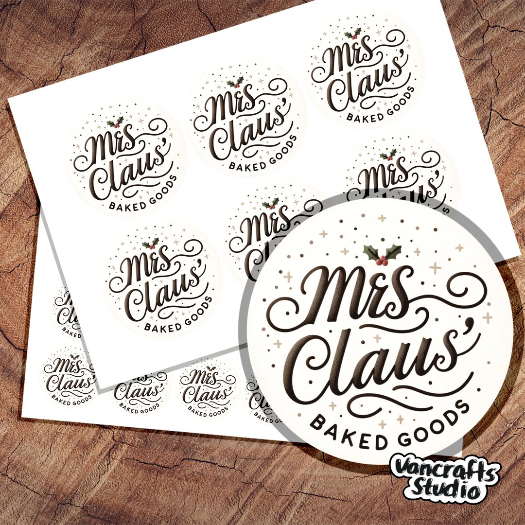 Mrs. Claus' Baked Goods Sticker, Cute Sticker for Christmas Goodies ...